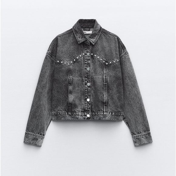 Zara | Jackets & Coats | Zara Studded Denim Jacket | Poshmark